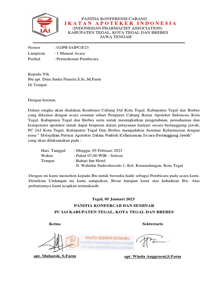 Surat Pembicara Bu Dina | PDF