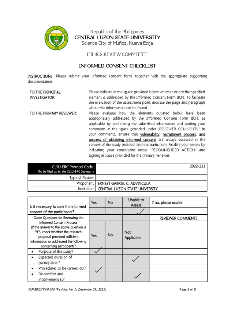 ERCf9 Informed Consent | PDF | Informed Consent