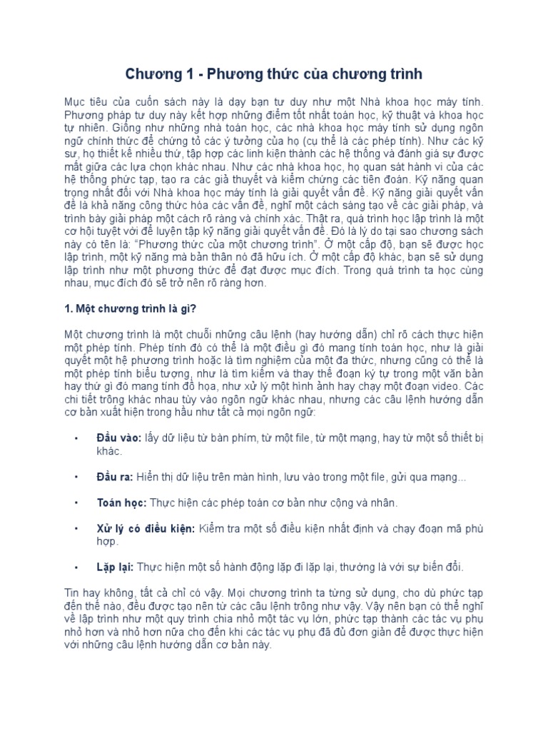 Chương 1 - Phương TH C C A Chương Trình | PDF
