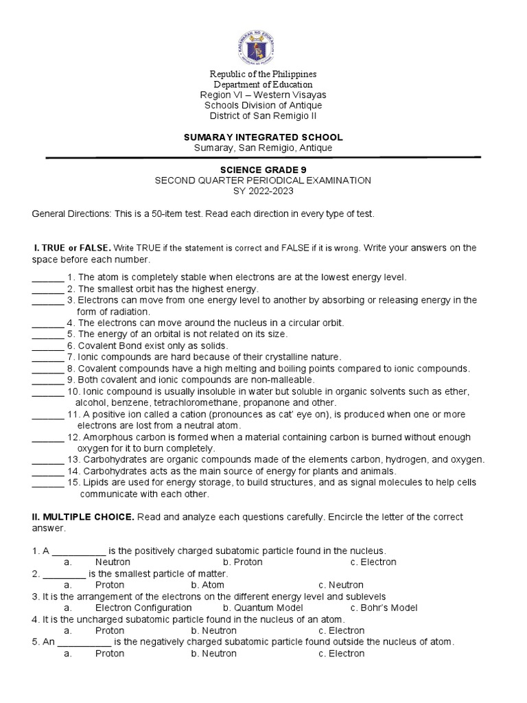 Science Grade 9 | PDF | Chemical Bond | Chemical Compounds
