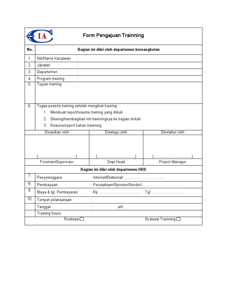 Form Permintaan Trainning | PDF