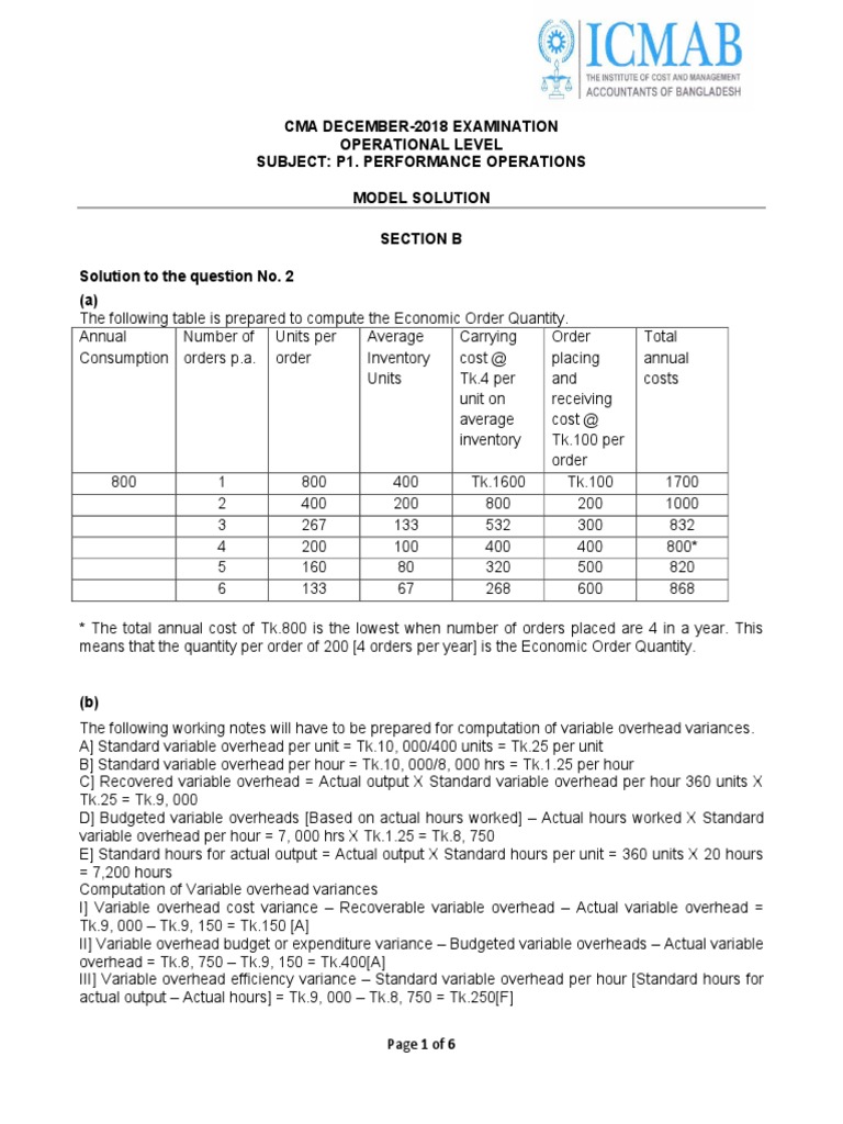 P1 Solution Dec 2018 | PDF | Net Present Value | Financial Accounting