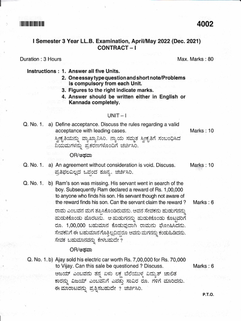 Contract - I April, May 2022 (Dec. 2021) | PDF | Contract Law ...
