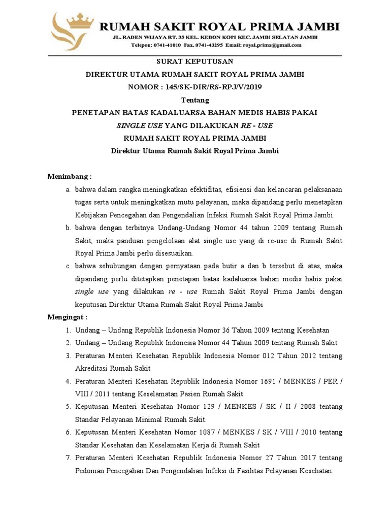 SK Penetapan Batas Kadaluarsa Bahan Medis Habis Pakai Single Use Yang ... SK Penetapan Batas Kadaluarsa Bahan Medis Habis Pakai Single Use Yang ...