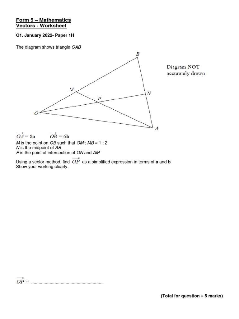 IGCSE Vectors Worksheet with Problems | PDF | Language Arts ...