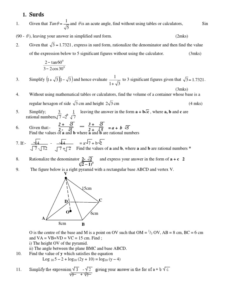 Surds Q | PDF | Mathematical Concepts | Elementary Mathematics