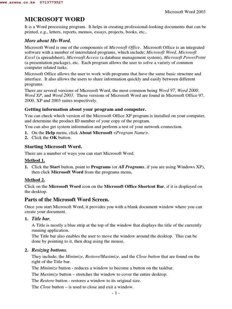 MS-Word Notes | PDF | Window (Computing) | Microsoft Word