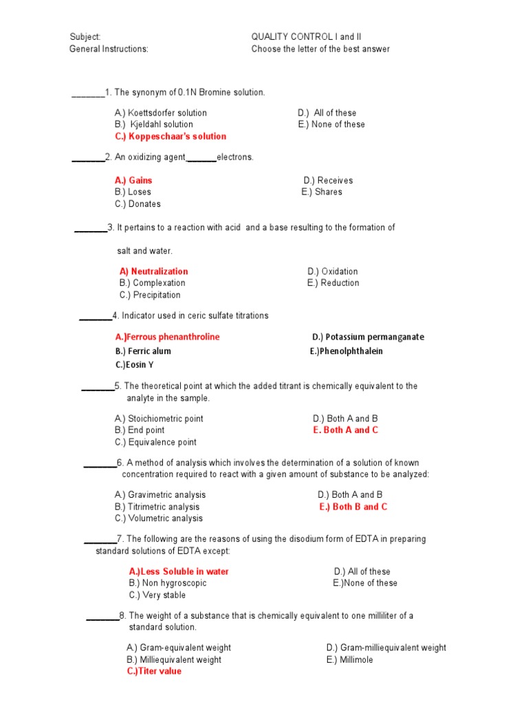 Copy of QC | PDF | Titration | Chemistry
