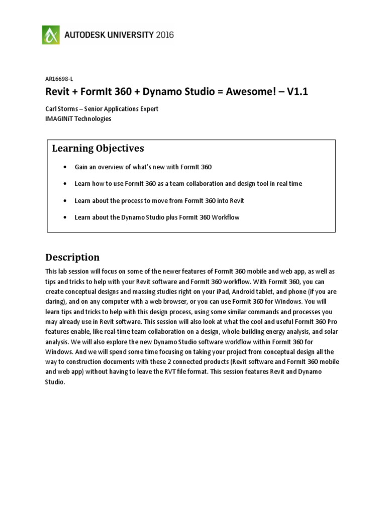 Revit + FormIt 360 + Dynamo Studio Awesome! | PDF | Internet Explorer | Mobile App