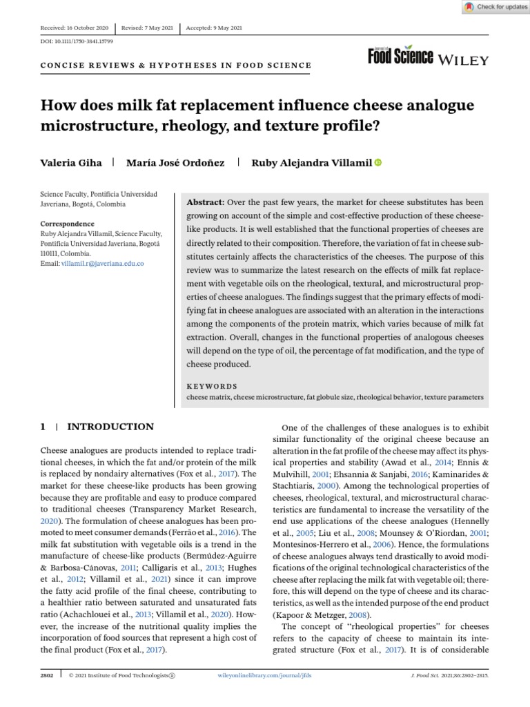 Giha2021 - How Does Milk Fat Replacement Influence Cheese Analogue ...