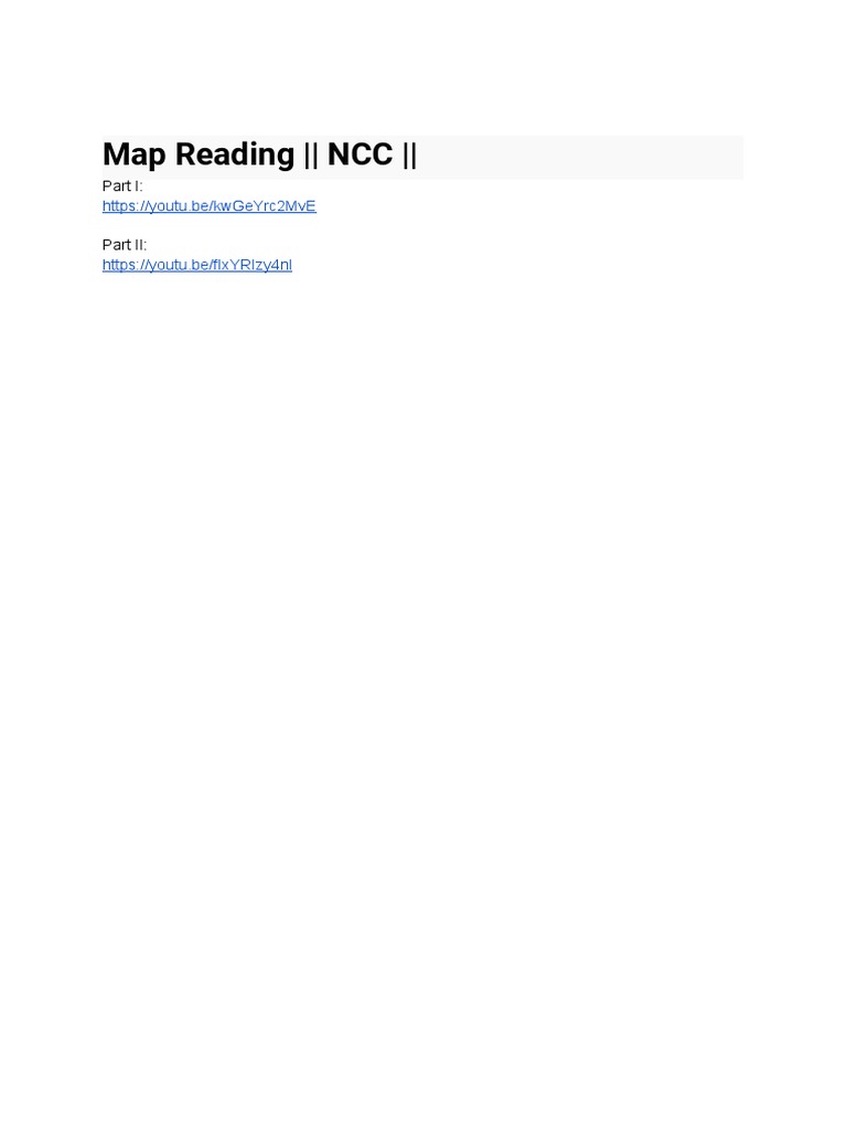 Map Reading NCC | PDF