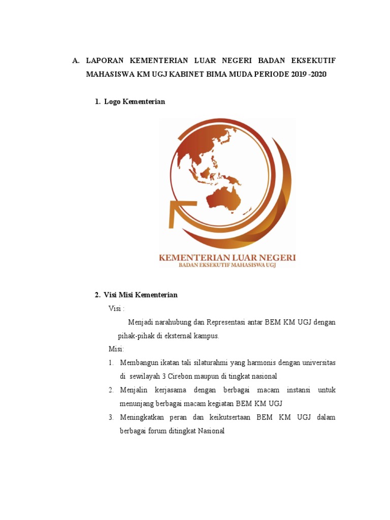 Proker Kementerian Luar Negeri BEM KM UGJ | PDF