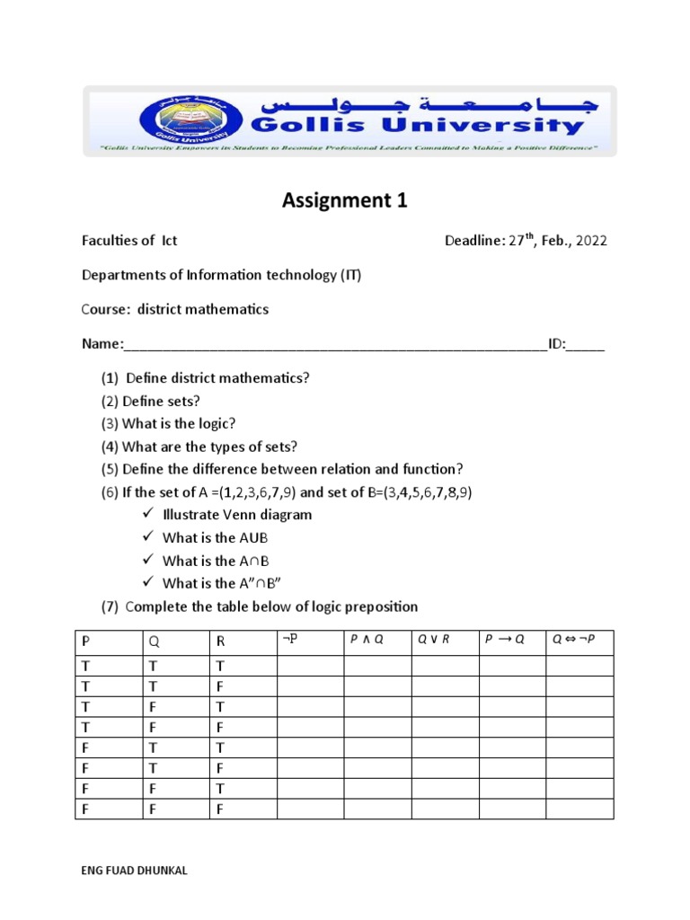 IT Students' Math Assignment | PDF