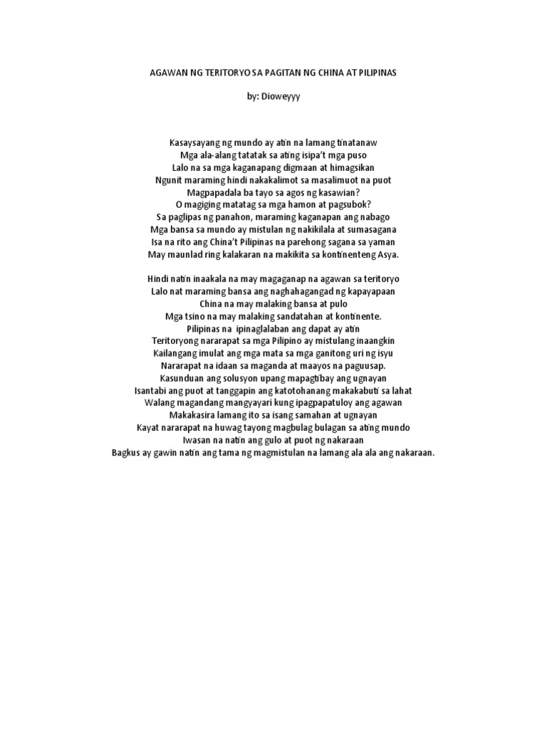 Agawan NG Teritoryo Sa Pagitan NG China at Pilipinas | PDF Agawan NG Teritoryo Sa Pagitan NG China at Pilipinas | PDF