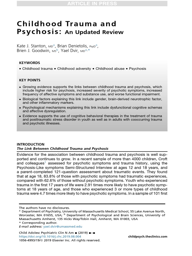 Childhood Trauma and Psychosis | PDF | Psychosis | Schizophrenia