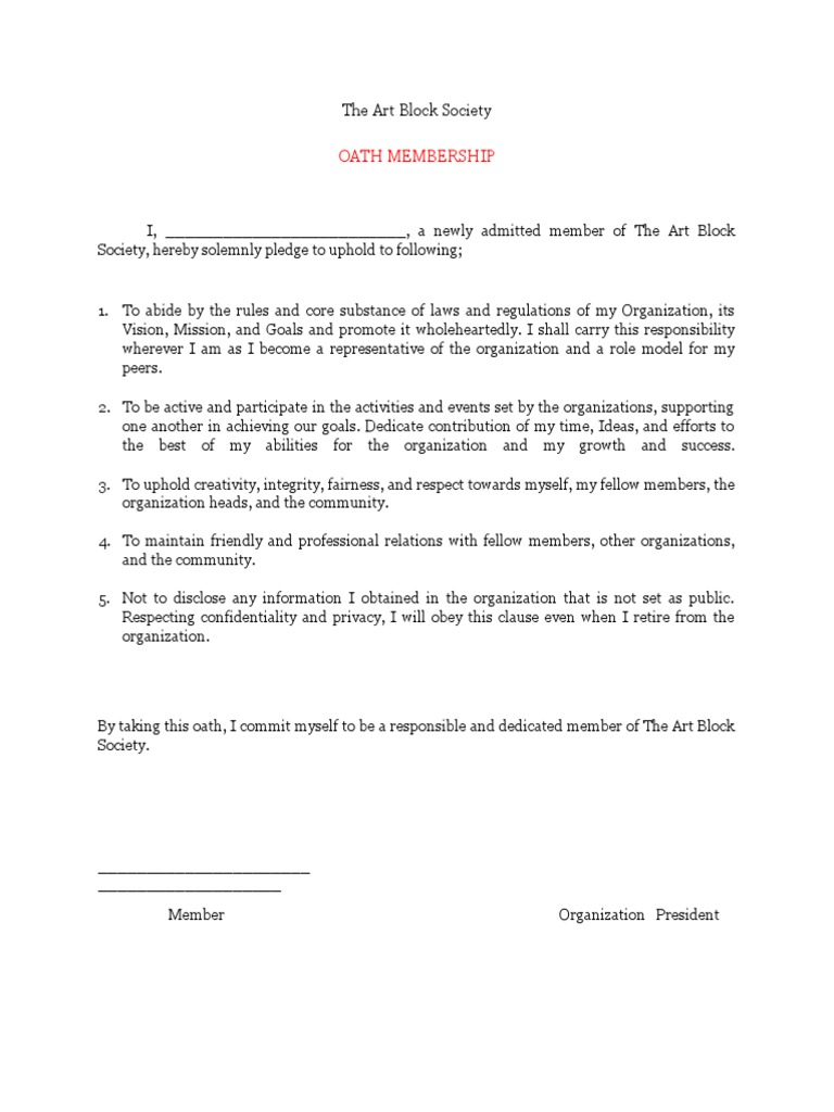 Oath Membership | PDF