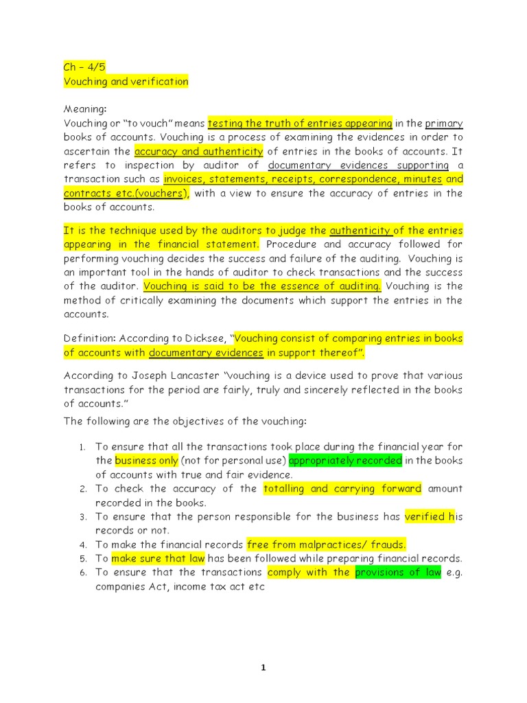 CH 4 Vouching | PDF | Audit | Financial Audit