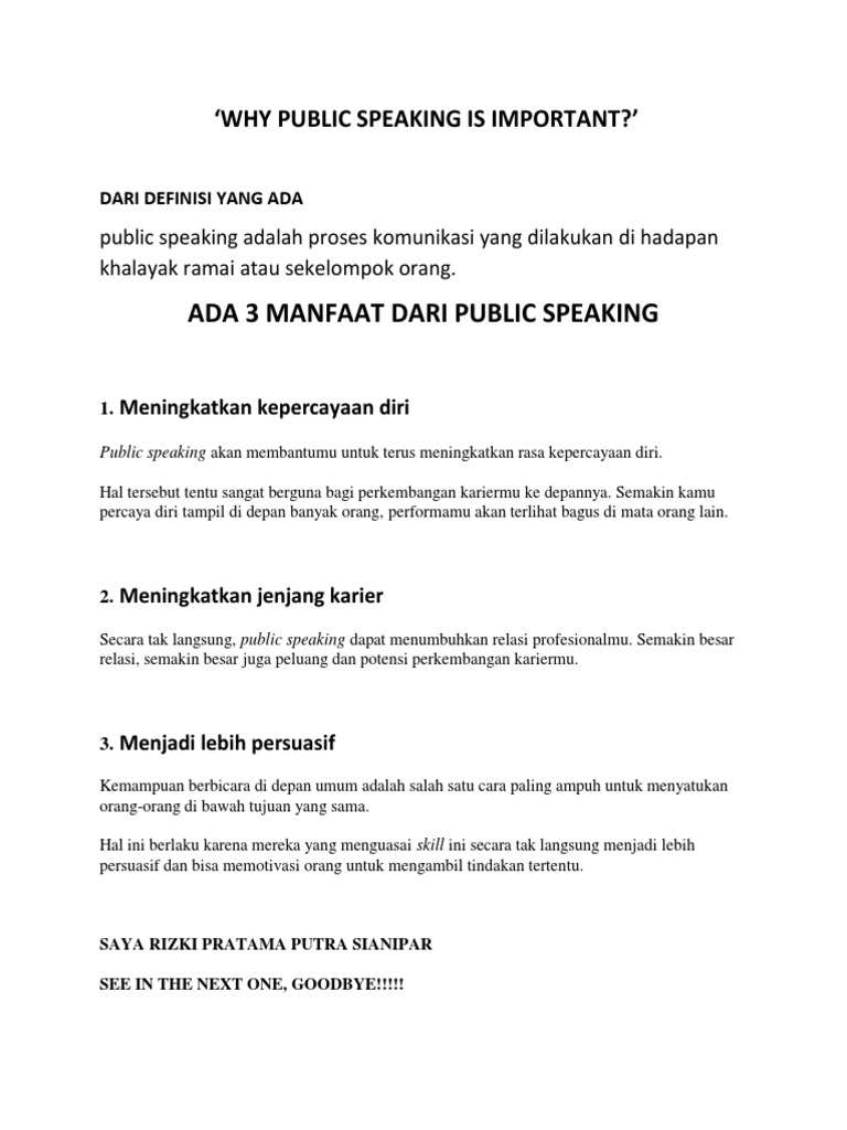 Why Public Speaking Is Important | PDF