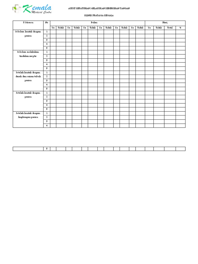 Form Audit Hand Hygiene | PDF