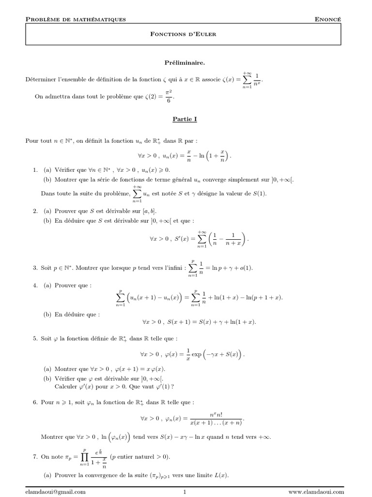 Fonctions d'Euler et séries associées | PDF | Limite (mathématiques ...