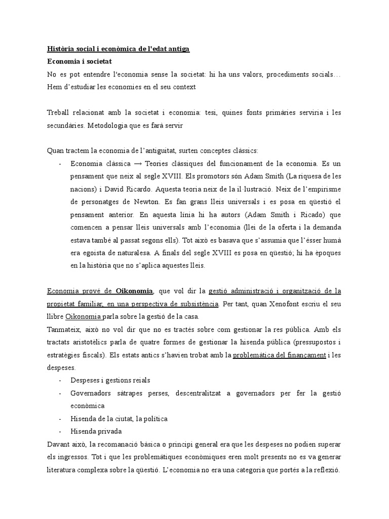 Història social i econòmica de la edat antiga | PDF
