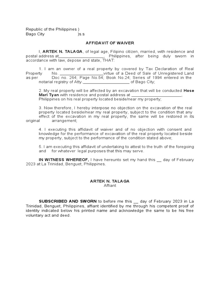 Affidavit of Waiver | PDF