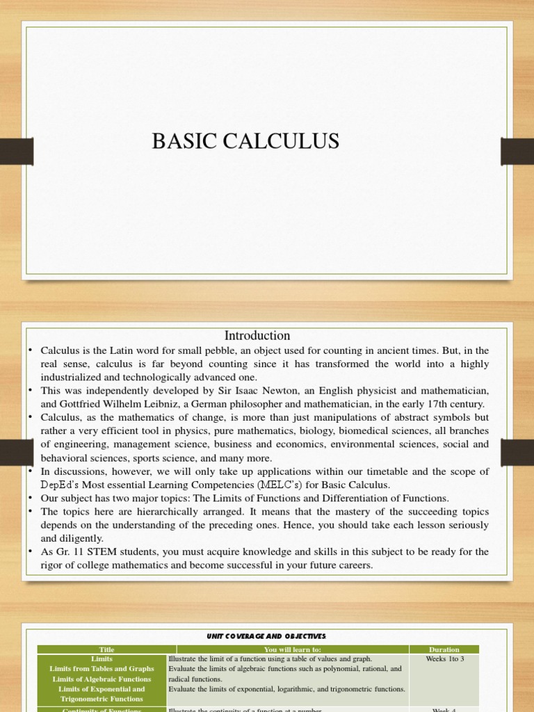 Basic Cal Wk. 1 Session 1 Lecture | PDF | Derivative | Calculus