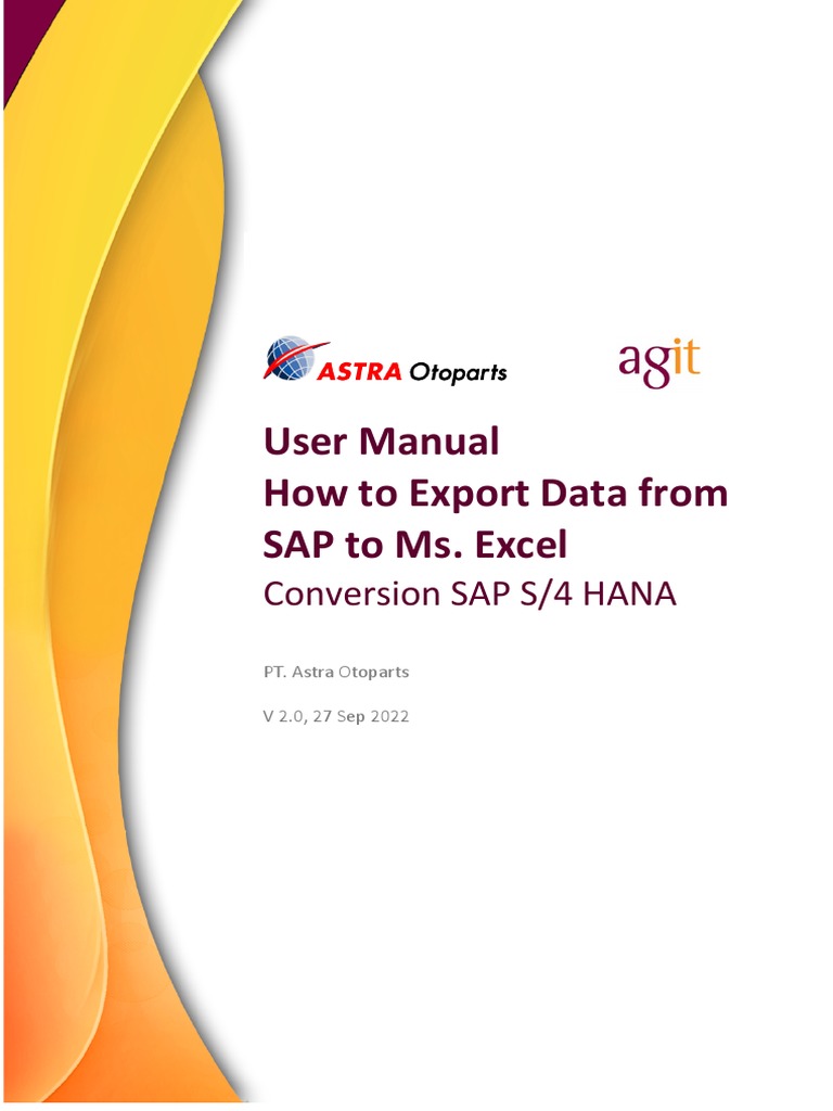 User Manual - Export Data From SAP To Excel v2.0 | PDF | Microsoft ...