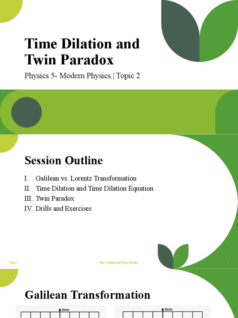 Topic 2 - Time Dilation and Twin Paradox | PDF | Time | Speed Of Light