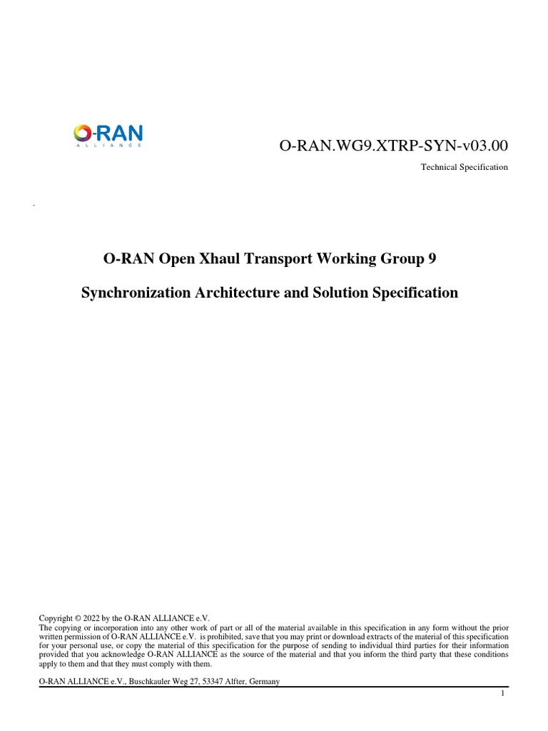 O Ran - wg9.Xtrp Syn.0 v03.00 | PDF | Computer Network | I Pv6