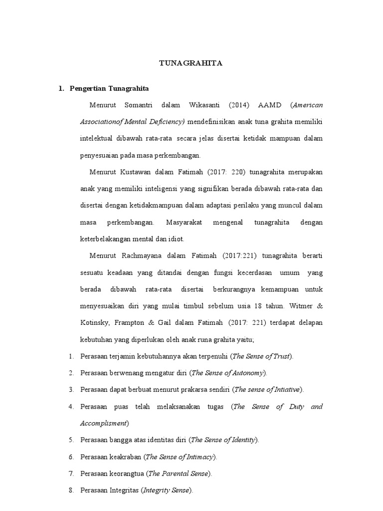 Tunagrahita | PDF | Pengembangan Diri