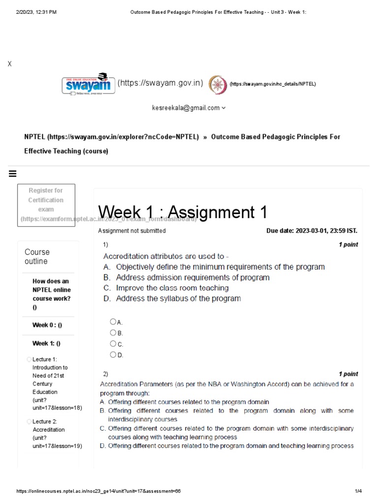 Outcome Based Pedagogic Principles For Effective Teaching - Unit 3 - Week 1 | PDF | Pedagogy ...