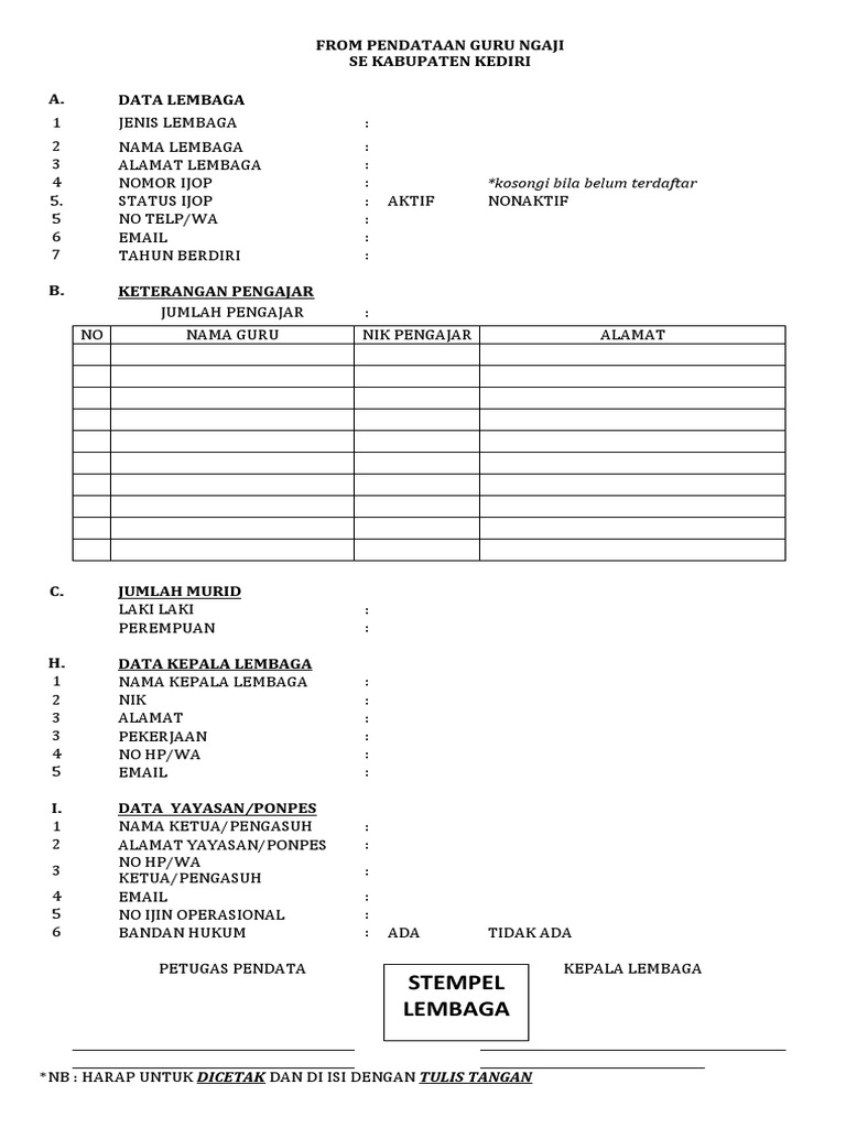 From Pendataan Guru Ngaji Dan Super Siswa | PDF