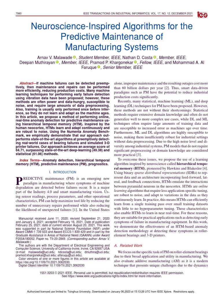 IEEE-Neuroscience-Inspired Algorithms For The Predictive Maintenance of Manufacturing Systems ...