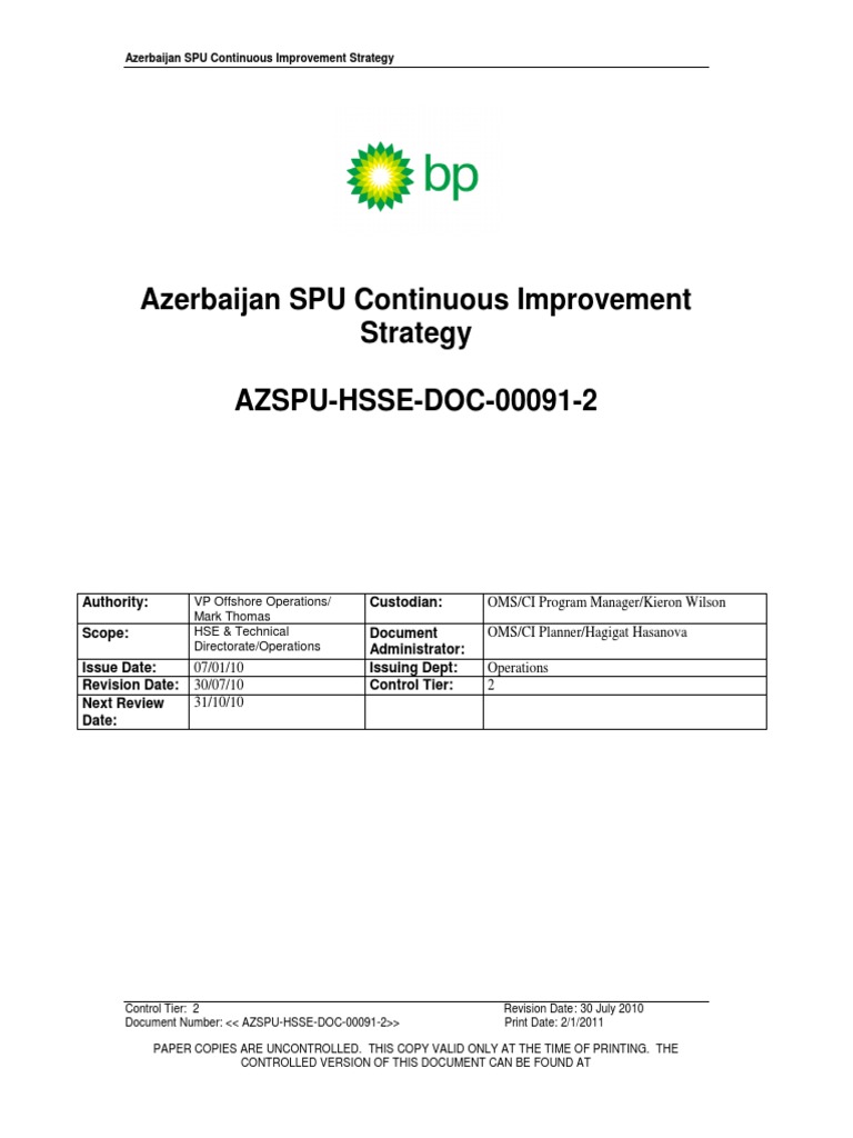 AzSPU Continuous Improvement Strategy | PDF | Leadership | Business AzSPU Continuous Improvement Strategy | PDF | Leadership | Business