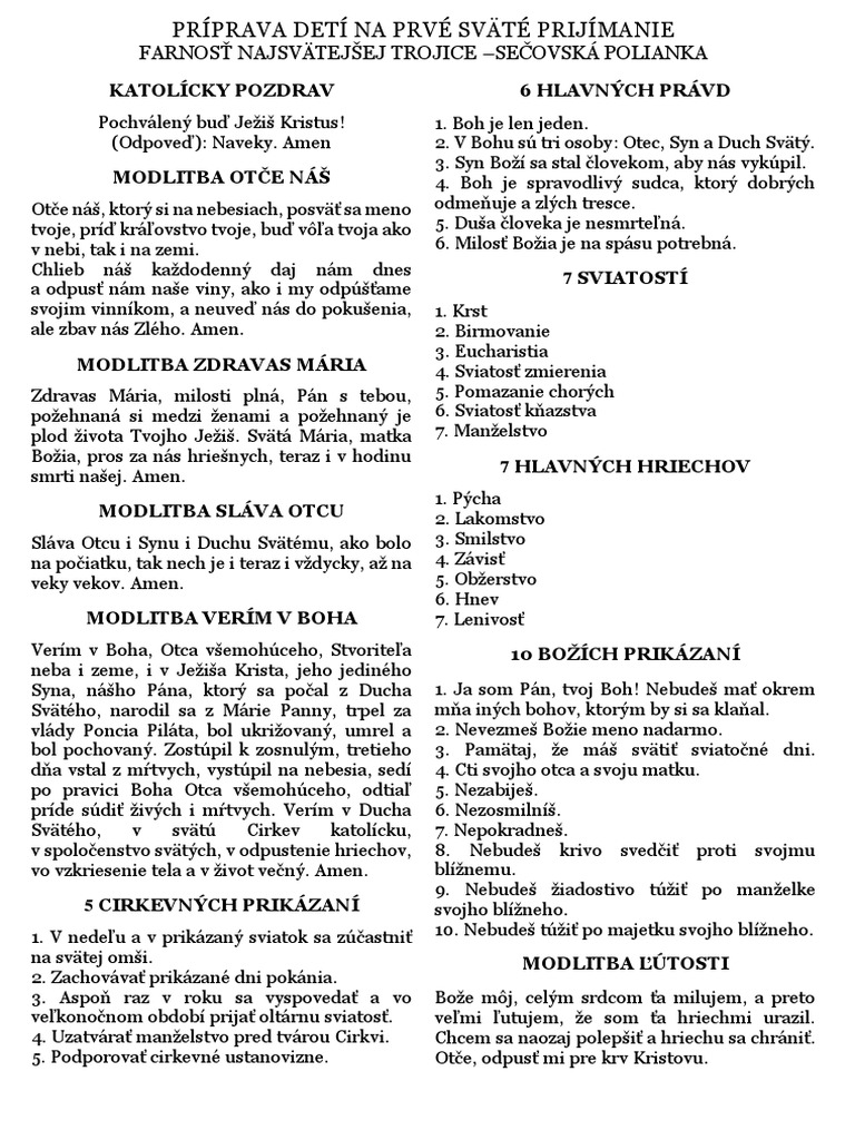 Priprava Deti Na Prve Svate Prijimanie Organized | PDF
