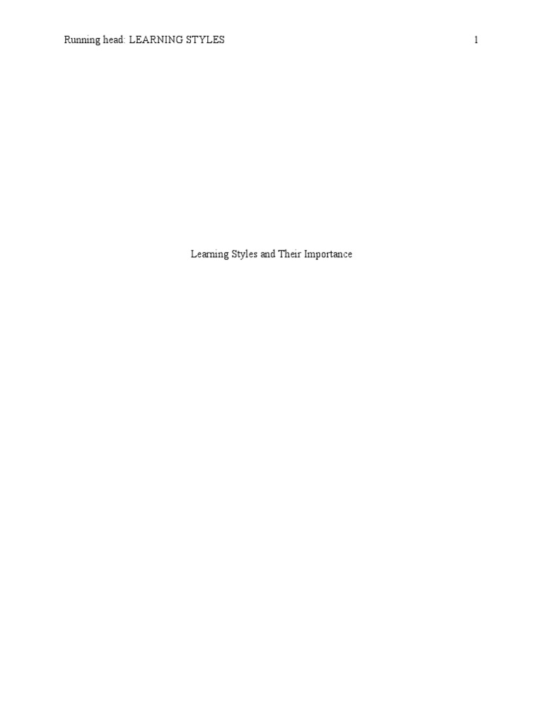Learning Style and Its Importance Research Gate | PDF | Learning Styles ...