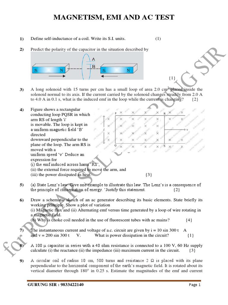 Moving Charges, Emi and Ac | PDF | Inductor | Transformer