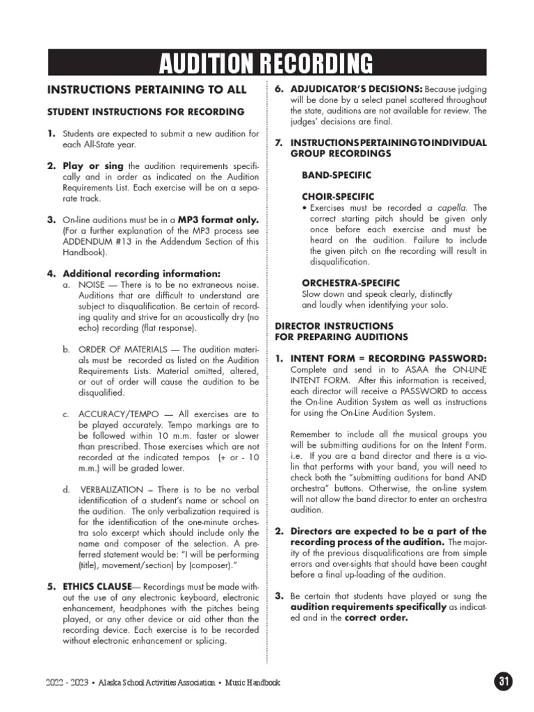 ALL STATE - Audition Recording | PDF | Audition | Orchestras
