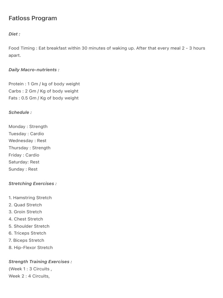 Fatloss Program | PDF | High Intensity Interval Training | Aerobic Exercise