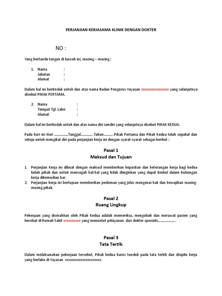 Contoh - MOU - Dokter | PDF | Ilmu Sosial | Hukum