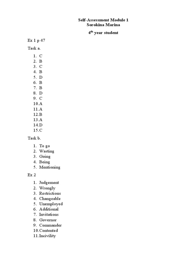 Self-Assessment Module 1 Sorokina Marina | PDF