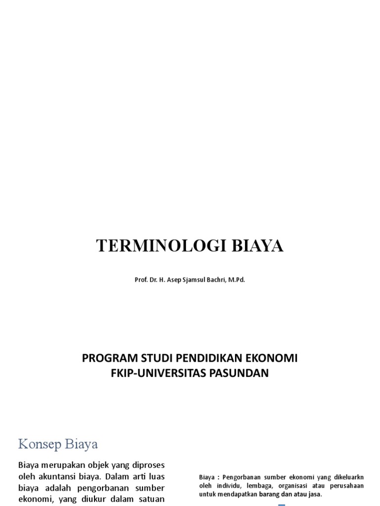 Terminologi Biaya | PDF | Pengelolaan Keuangan & Uang