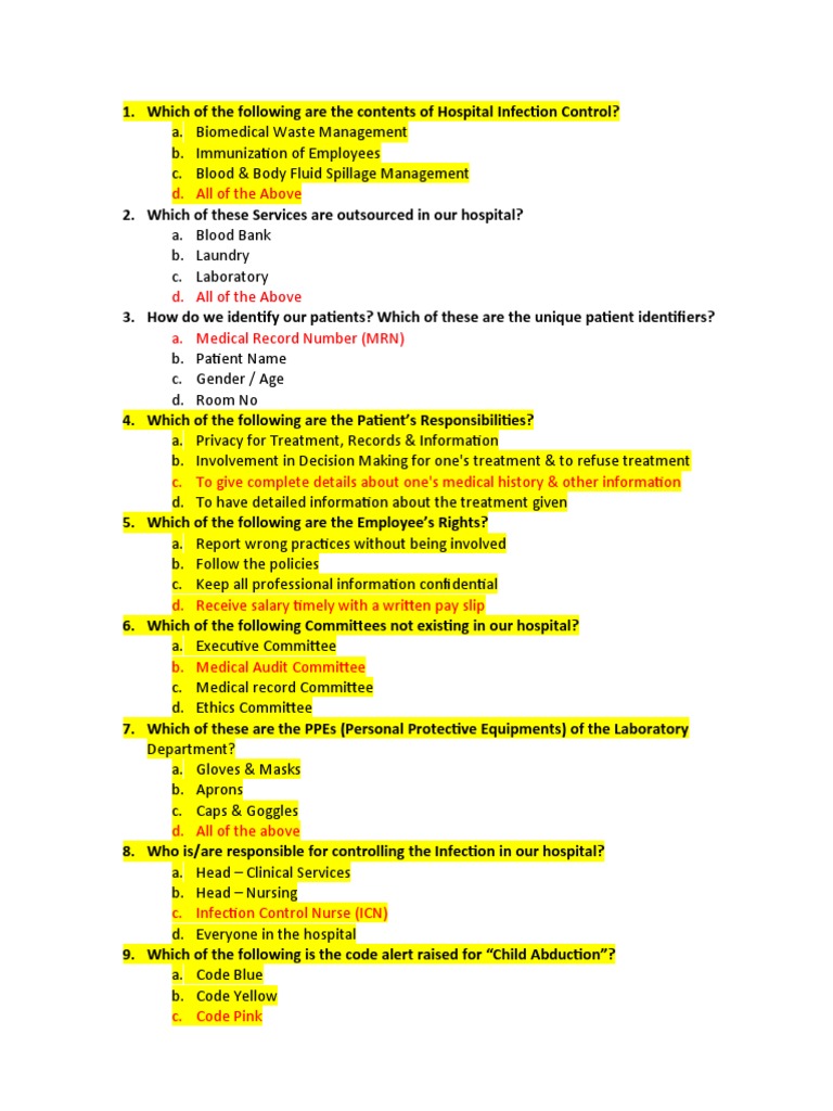 NABH Questionnair Week2 | PDF | Hospital | Health Care