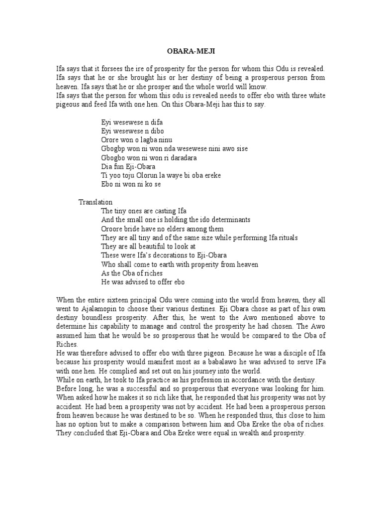 Obara Meji | PDF | Foreign Language Studies | Religion & Spirituality