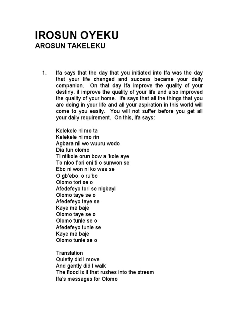 Irosun Oyeku | PDF