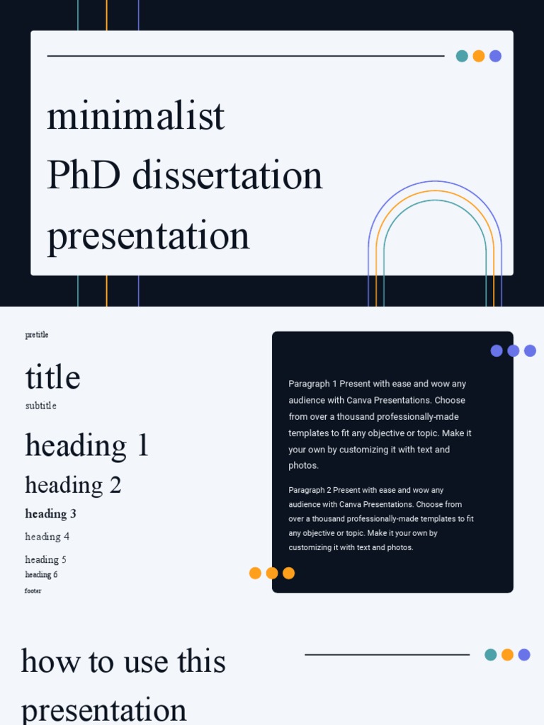 Black, White, Orange and Blue Minimalist PHD Dissertation Presentation ...