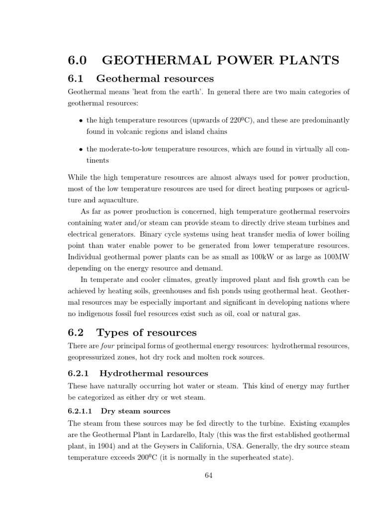 Power Plant Lecture Notes - Chapter 6 | PDF | Geothermal Energy | Power ...