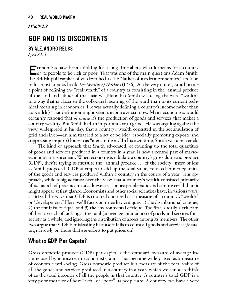 2.2 GDP and Its Discontents | PDF | Gross Domestic Product | Household ...