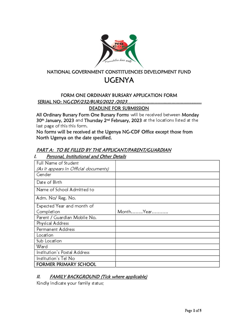 Ugenya Form One Bursary Guide | PDF